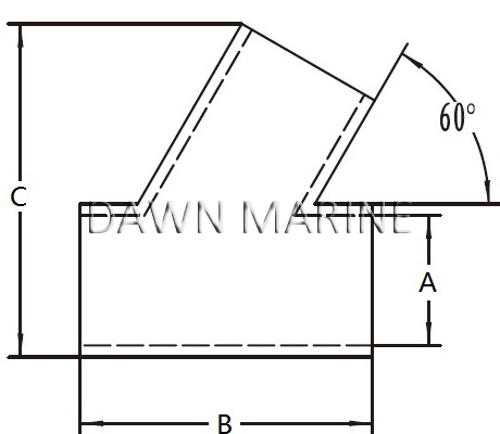 60 Deg Handrail Tee AISI 316 Stainless Steel | Dawn Marine