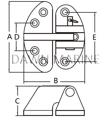 Stainless Steel 316 Hatch Hinge Heavy Duty | Dawn Marine