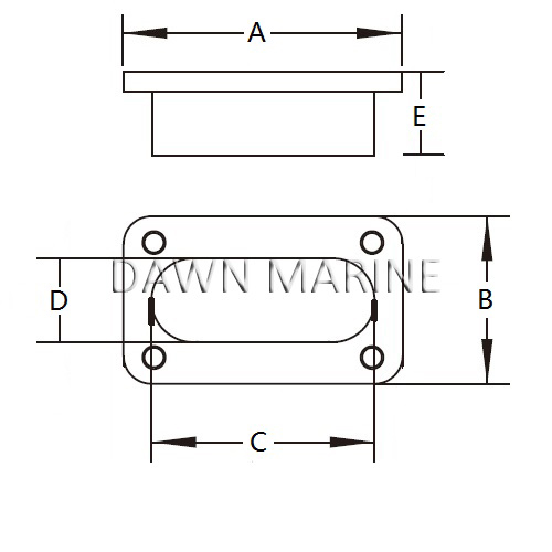 Rectangular Hawse Pipe AISI316 stainless steel | Dawn Marine